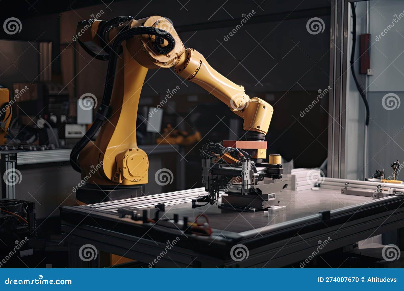 Robot Arm Performing Delicate Task in Factory, with Human Controller ...