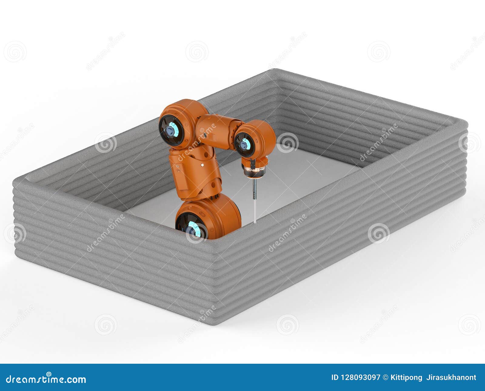 Robot arm printing house stock illustration. Illustration of injector ...