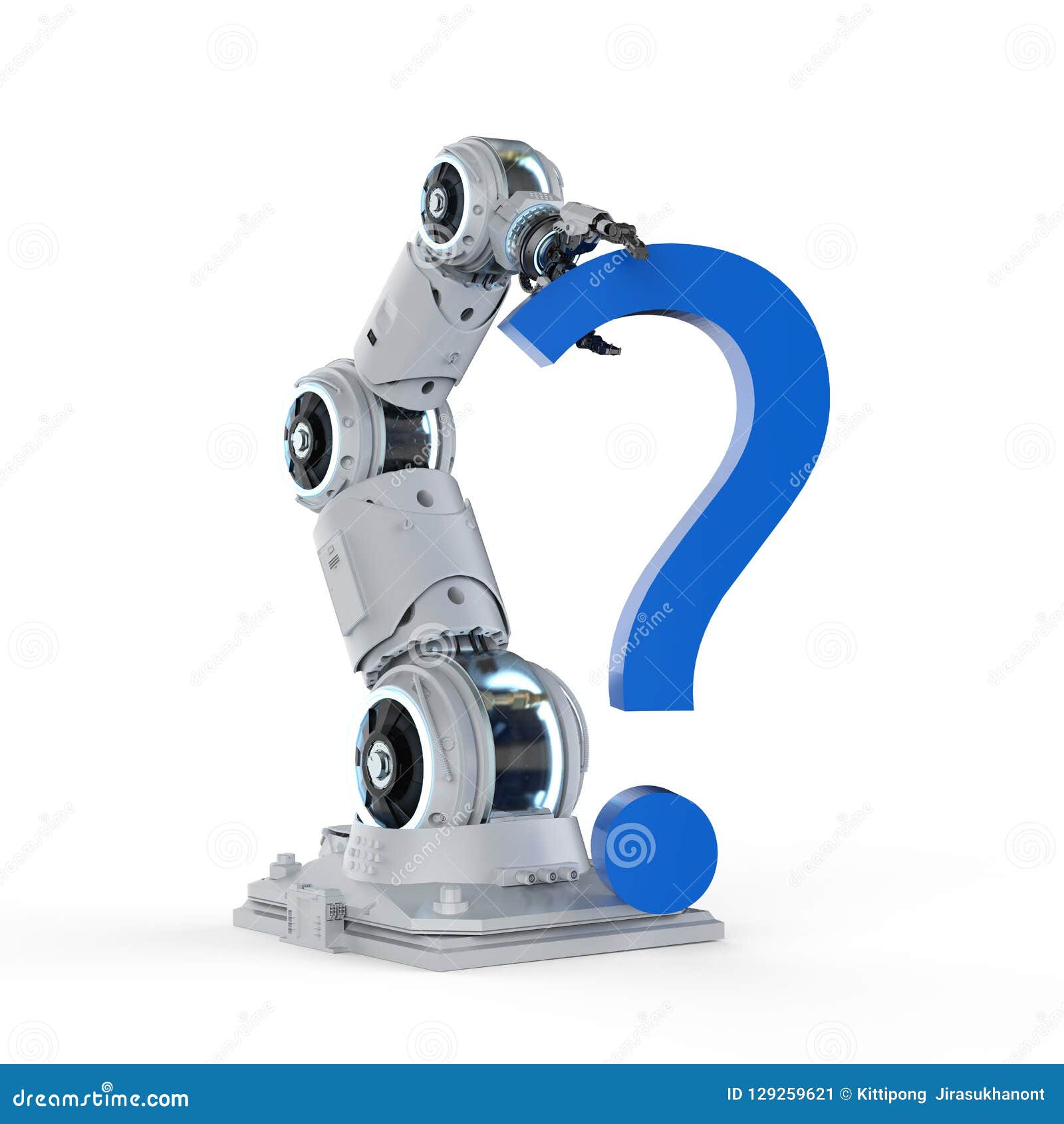 Robot Arm with Question Mark Stock Illustration - Illustration of ...