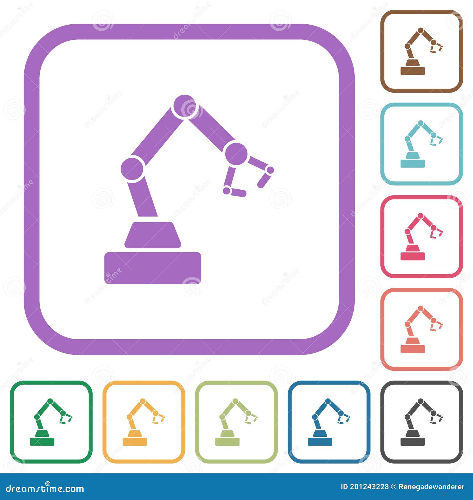 Robot arm simple icons stock vector. Illustration of grab - 201243228