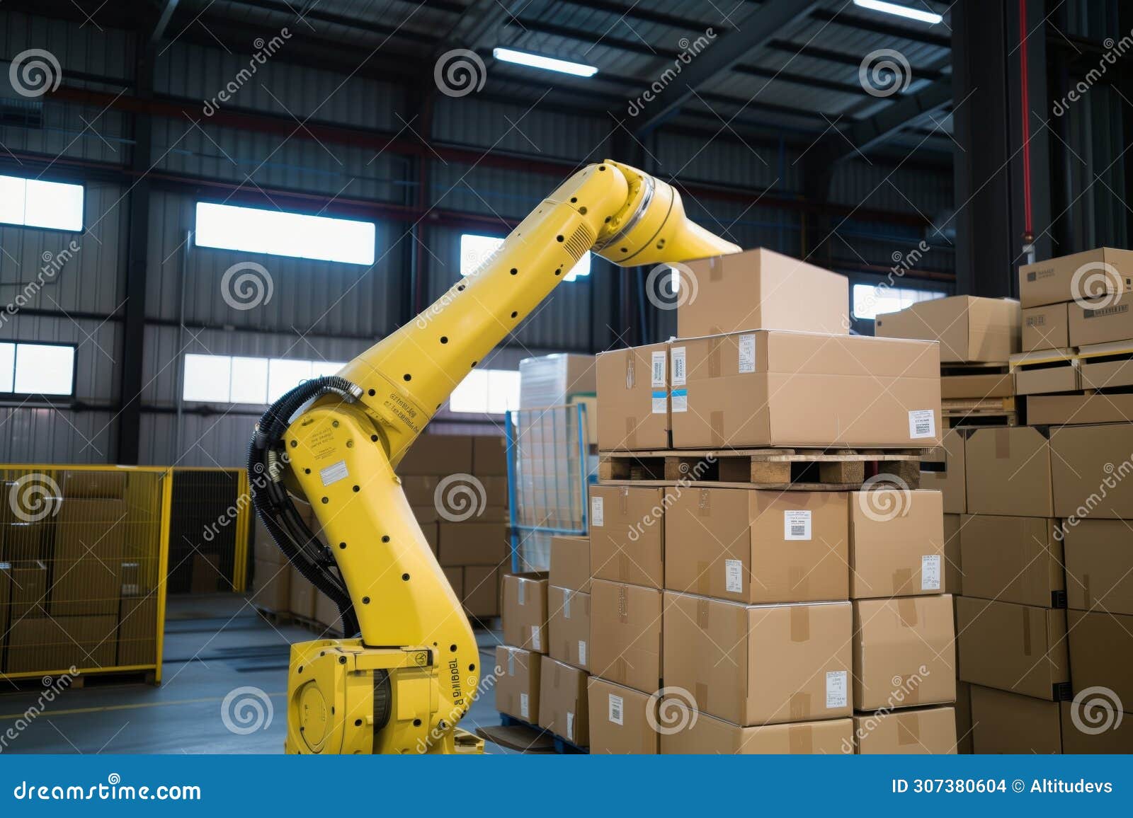 Palletizing Robot Loading Heavy Objects Onto Pallets With Motorized ...