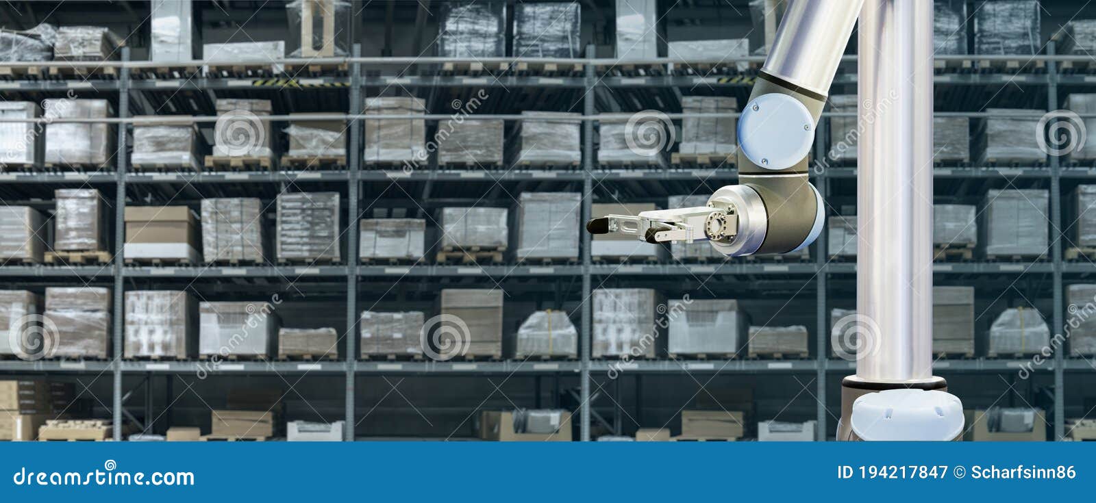 Robot arm in warehouse stock image. Image of digitalization - 194217847