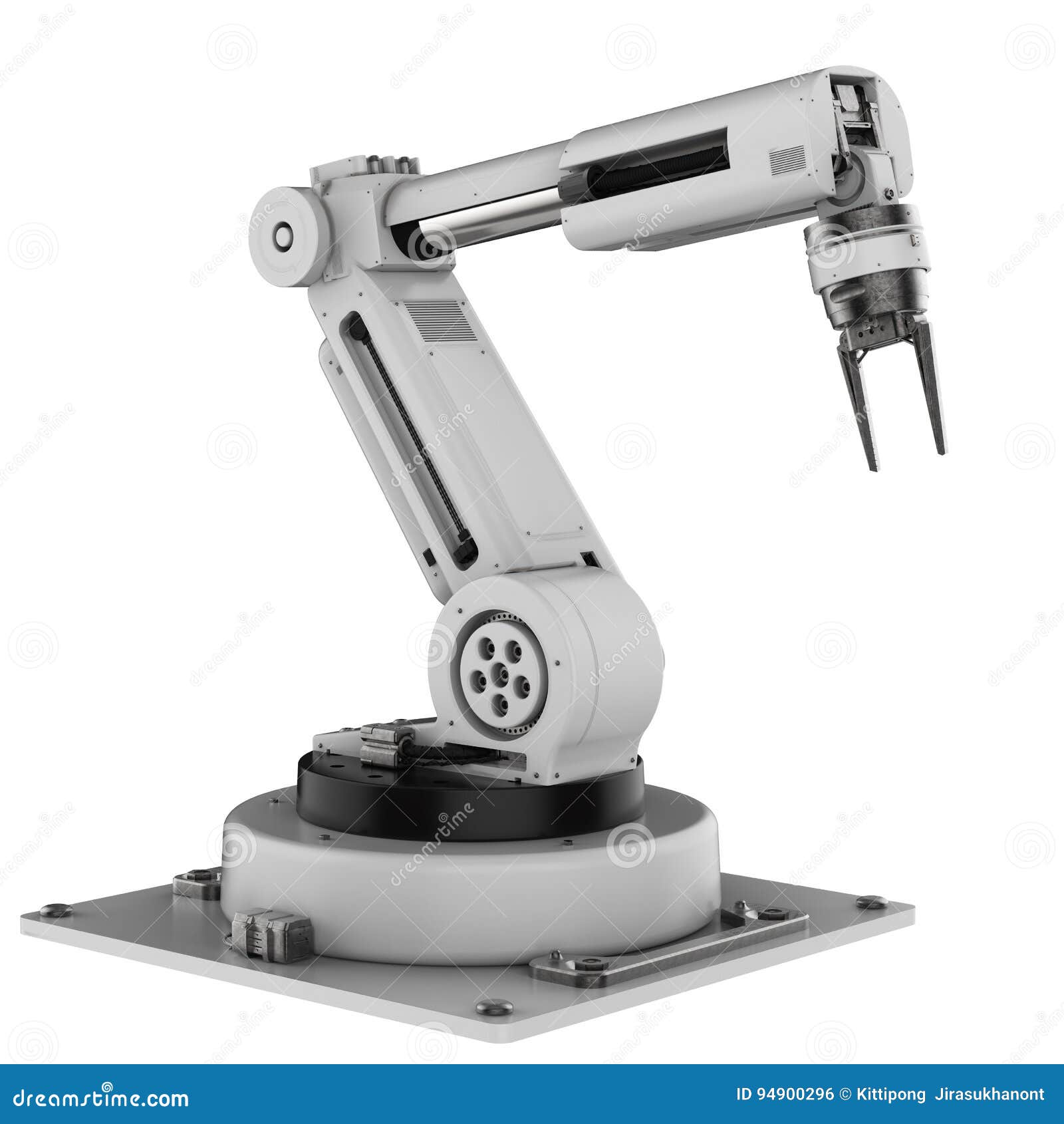 Robot Arm on White Background Stock Illustration - Illustration of ...
