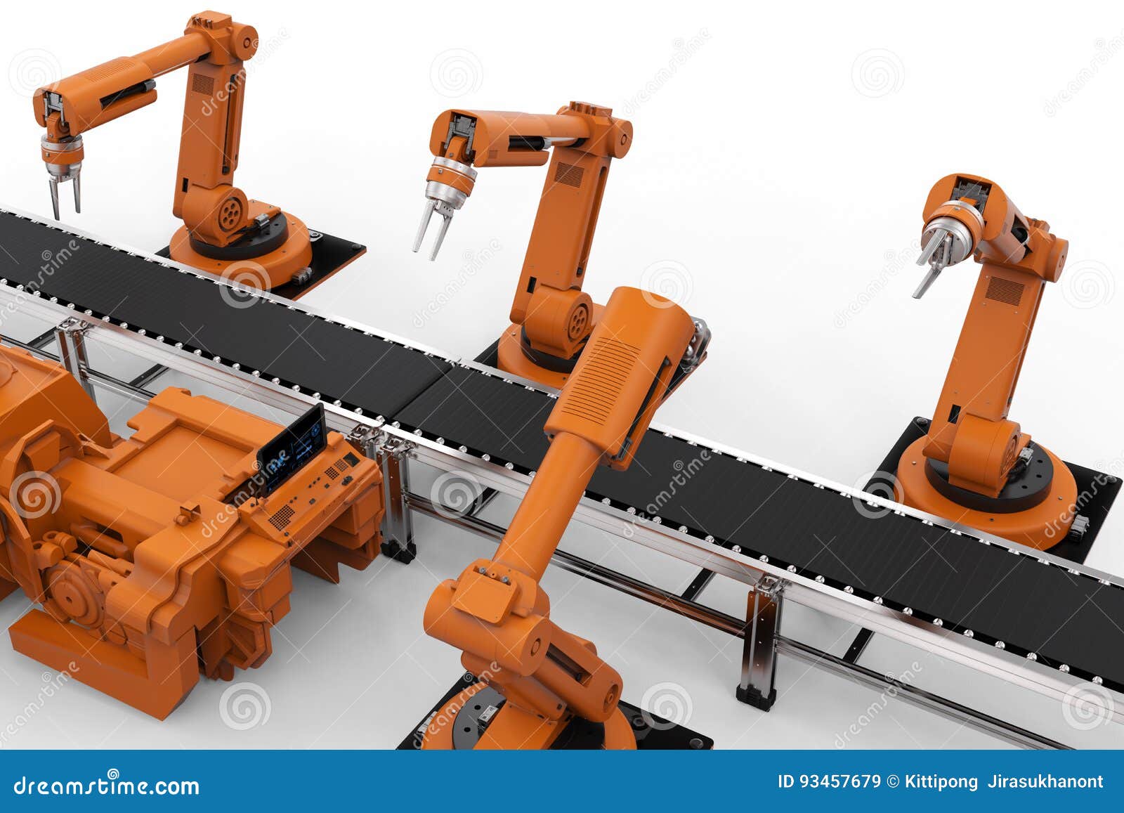 Robot Arms with Conveyor Line Stock Illustration - Illustration of ...