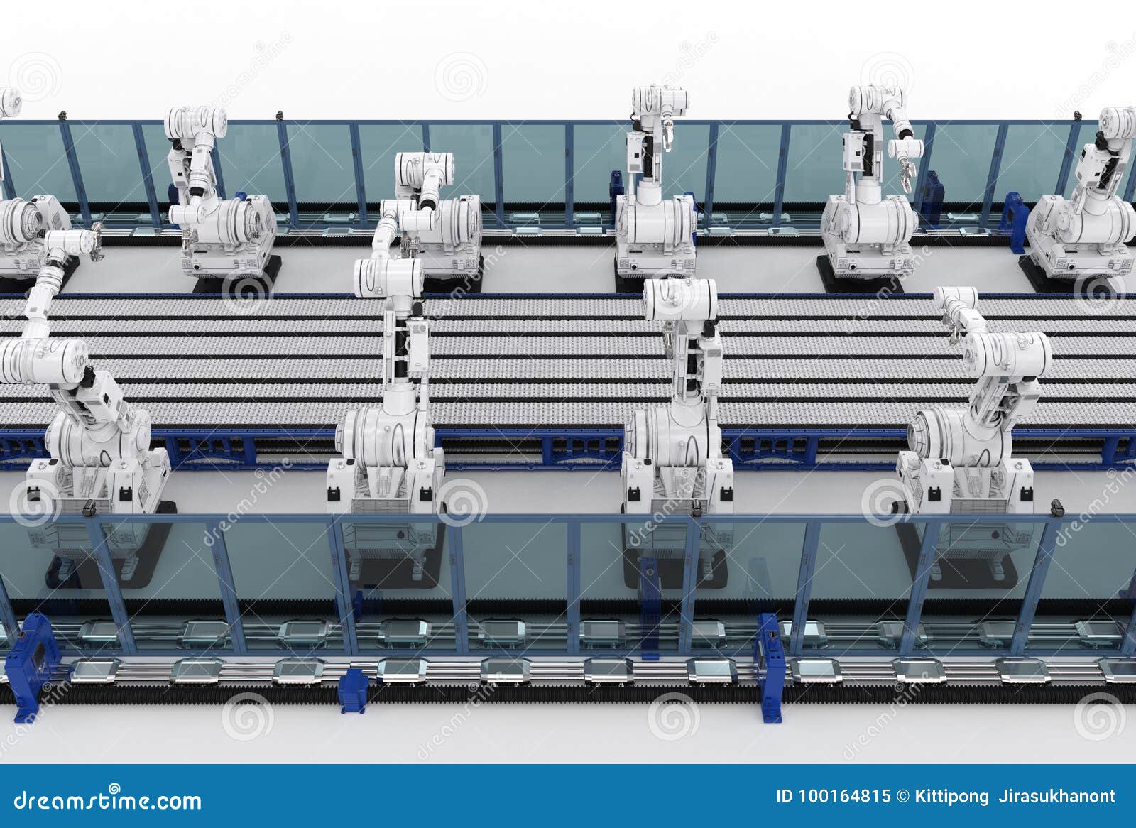 Robot Arms With Conveyor Line In Factory Stock Photography ...