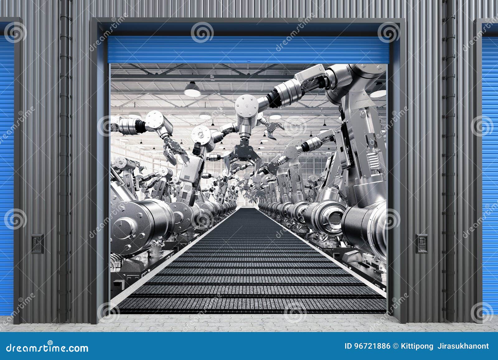 Robot Arms With Conveyor Line Royalty-Free Stock Photo | CartoonDealer ...
