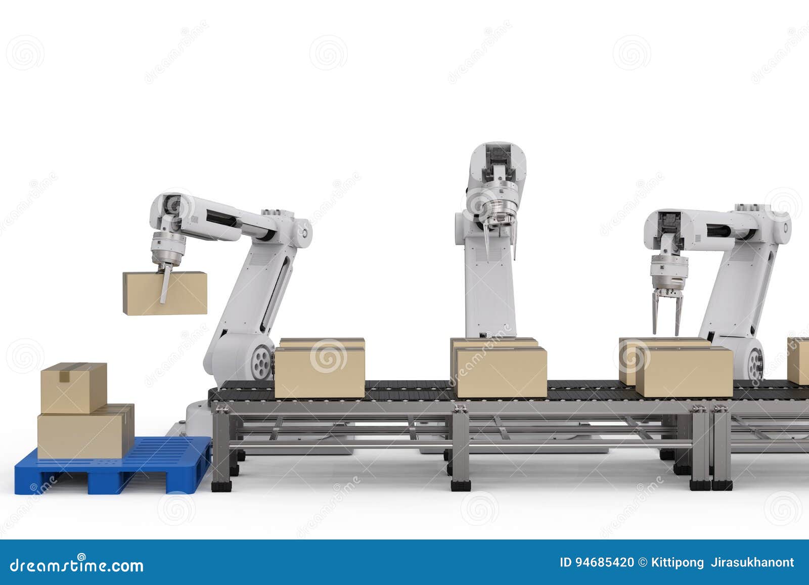 Robot Arms With Conveyor Line In Factory Stock Photography ...