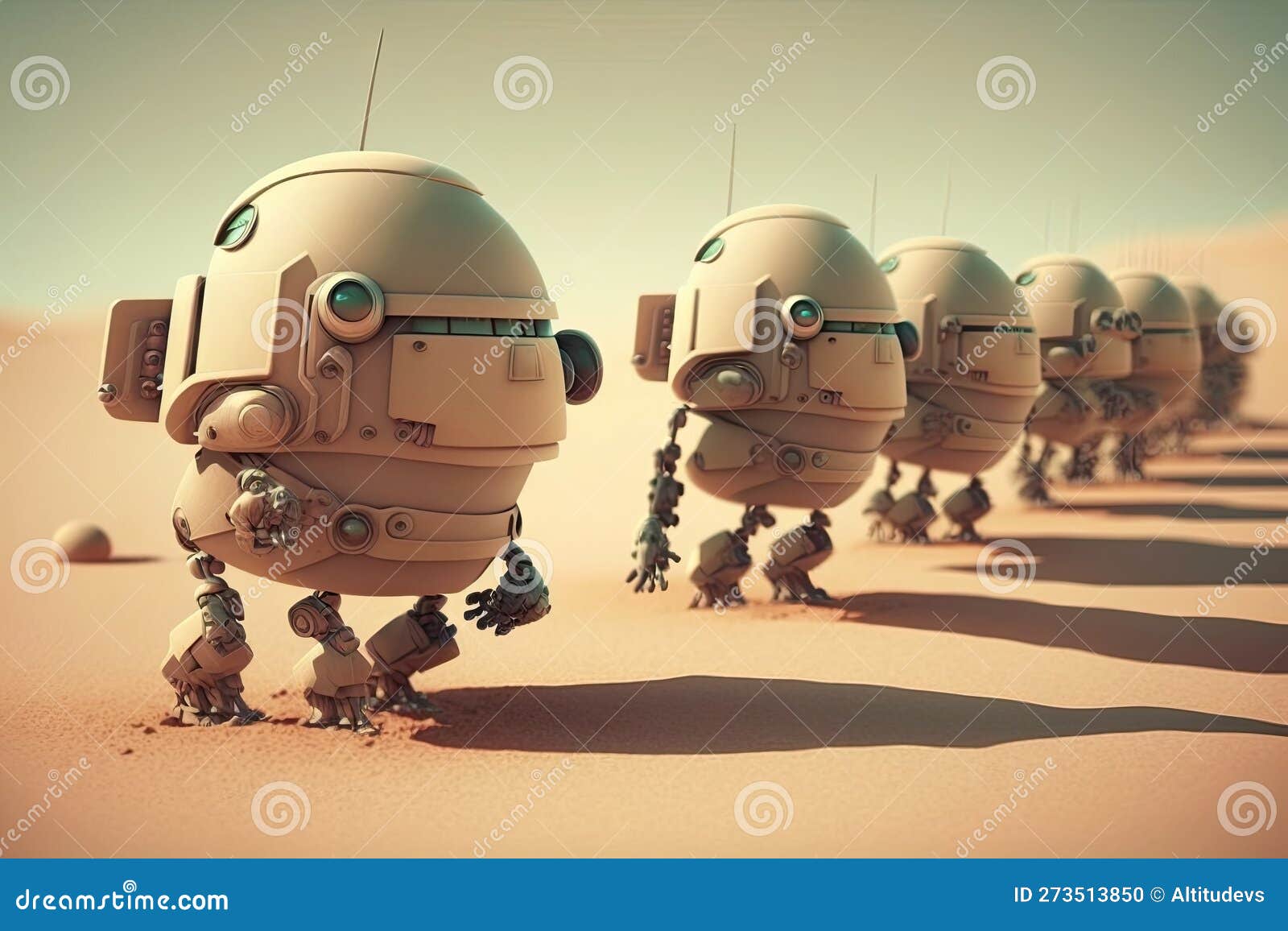 Robot Army Marching in Unison on a Distant Planet Stock Photo - Image ...