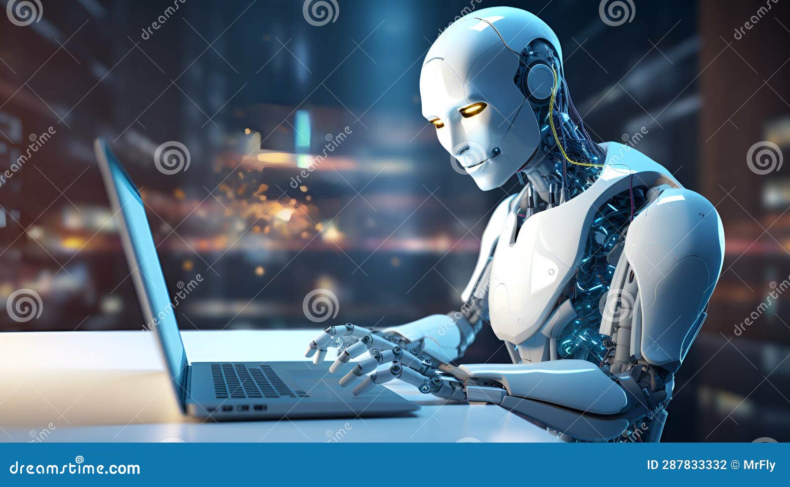 Robot, Artifficial Intelligence Taking Human Jobs, Futuristic Stock ... Robot, Artifficial Intelligence Taking Human Jobs, Futuristic Stock ...
