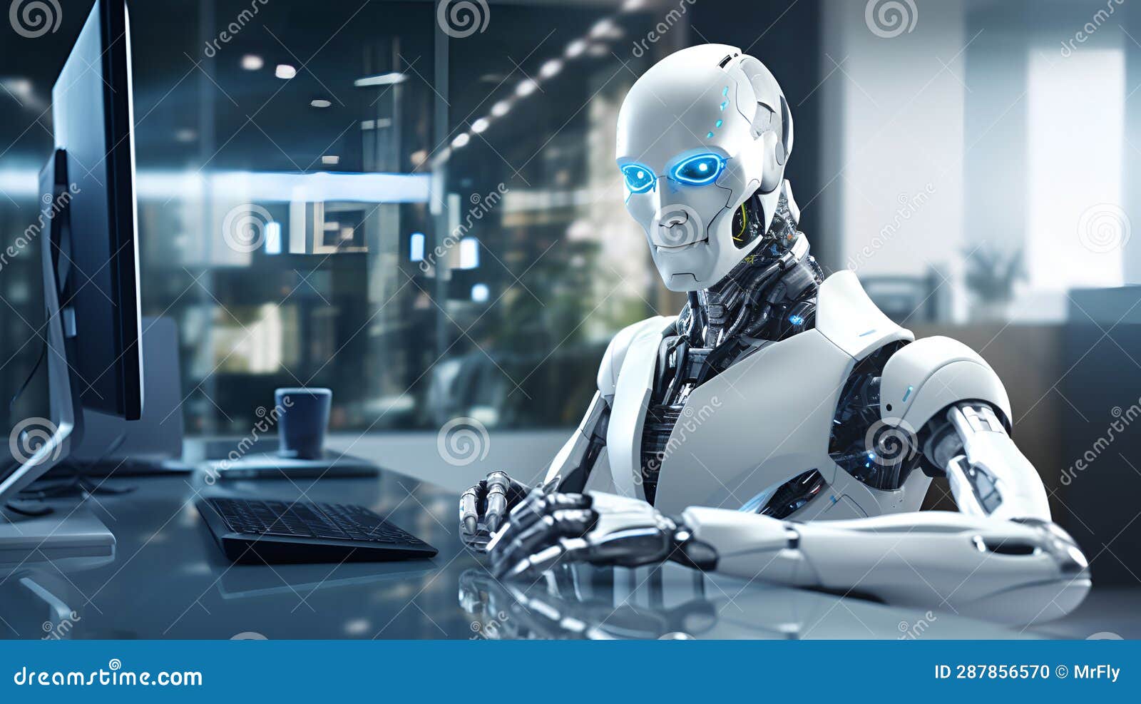 Robot, Artifficial Intelligence Taking Human Jobs, Futuristic Stock ... Robot, Artifficial Intelligence Taking Human Jobs, Futuristic Stock ...
