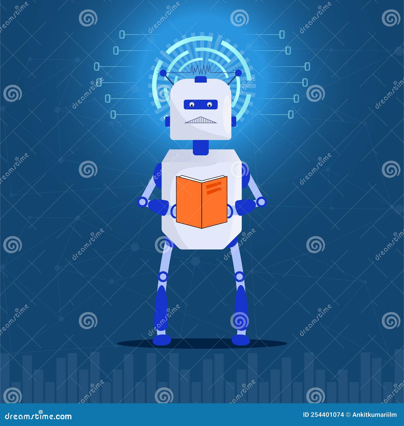 Robot with Artificial Intelligence AI Vector Illustration Graphics ...