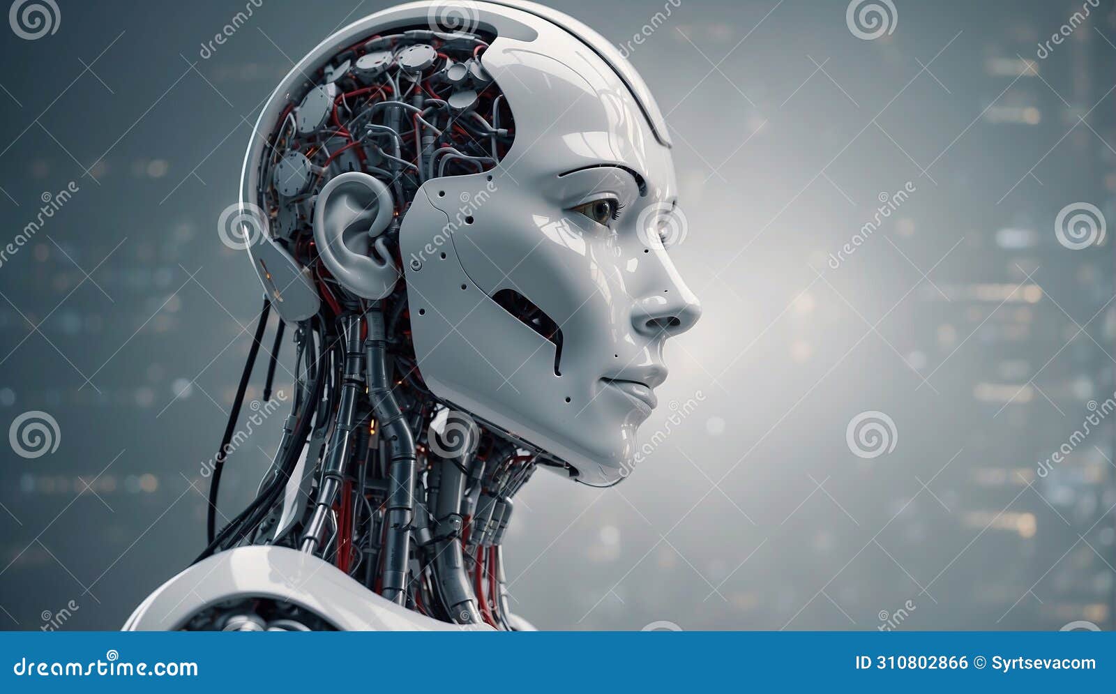 Robot, Artificial Intelligence in the Form of a Human Robot. Generative ...