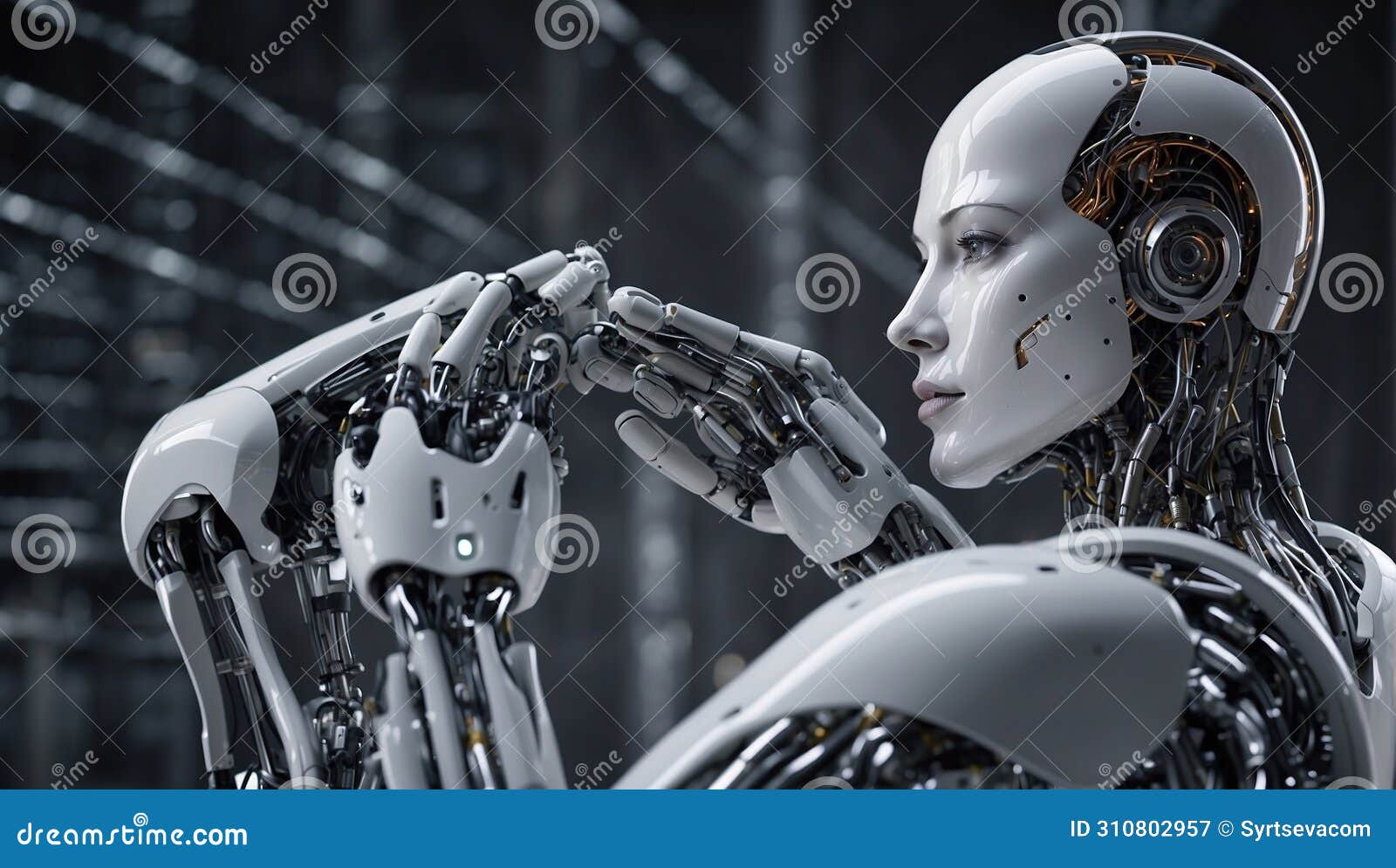 Robot, Artificial Intelligence in the Form of a Human Robot. Generative ...