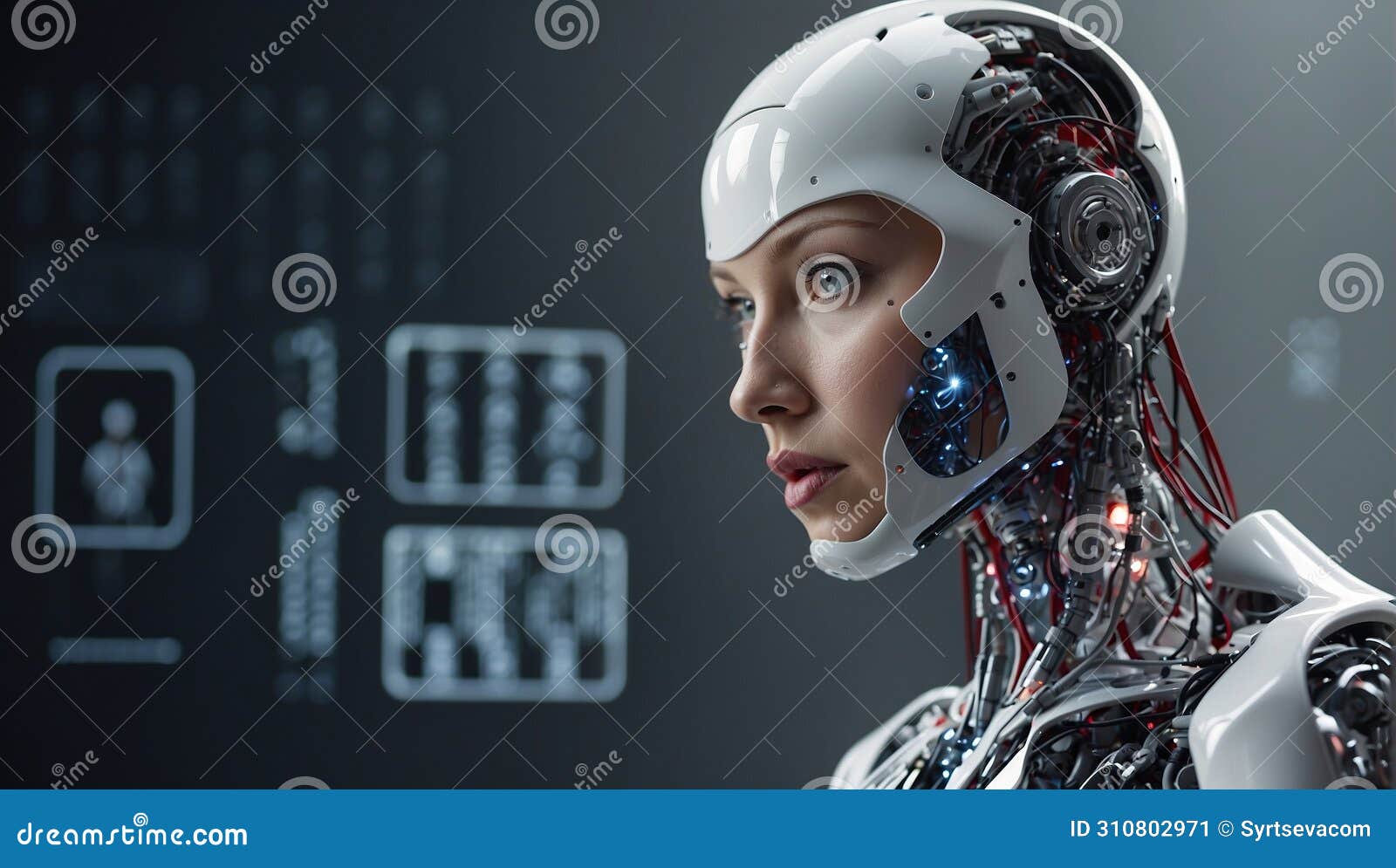 Robot, Artificial Intelligence in the Form of a Human Robot. Generative ...
