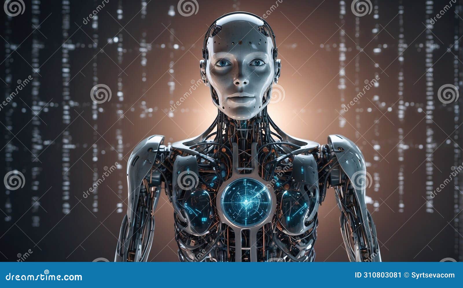 Robot, Artificial Intelligence in the Form of a Human Robot. Generative ...