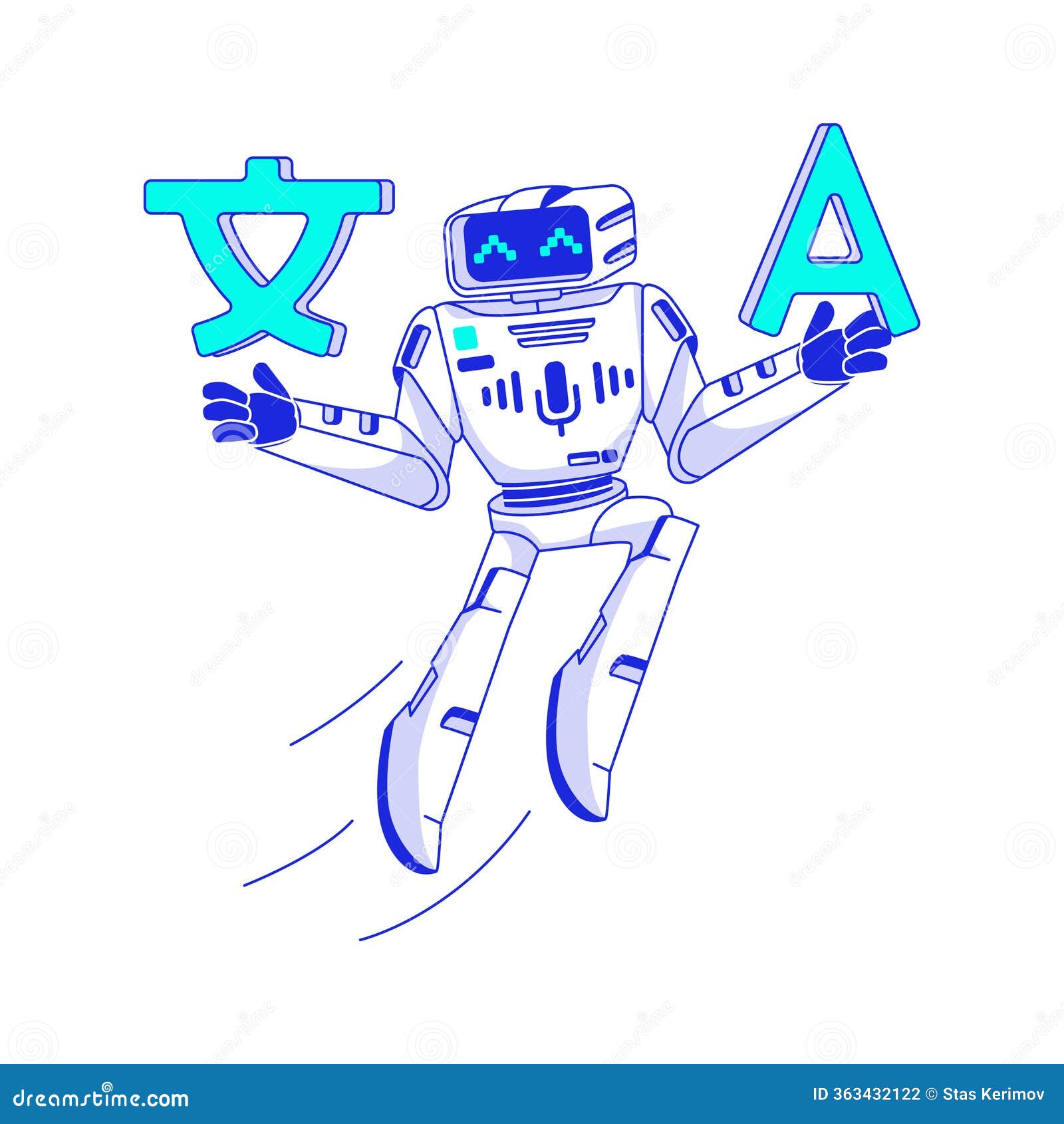 Robot Translator Of Foreign Language Website Landing Page. Ai Chatbot Online Support For ...