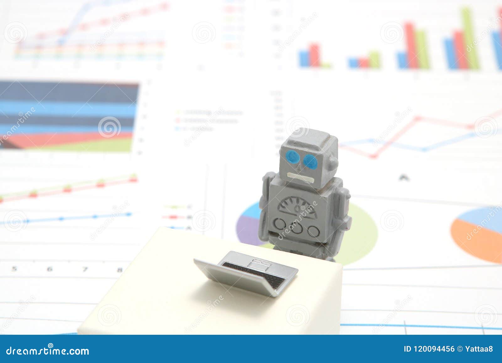 Robot or Artificial Intelligence and Laptop on Graphs and Charts ...