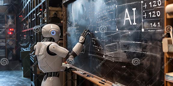 A Robot with Artificial Intelligence Learning or Solving Problems on a ...