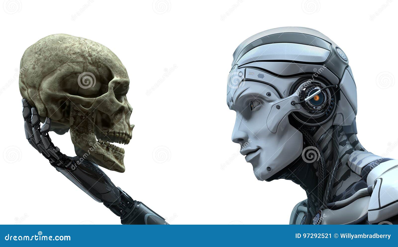 Robot Holding A Human Skull Stock Image | CartoonDealer.com #97292521