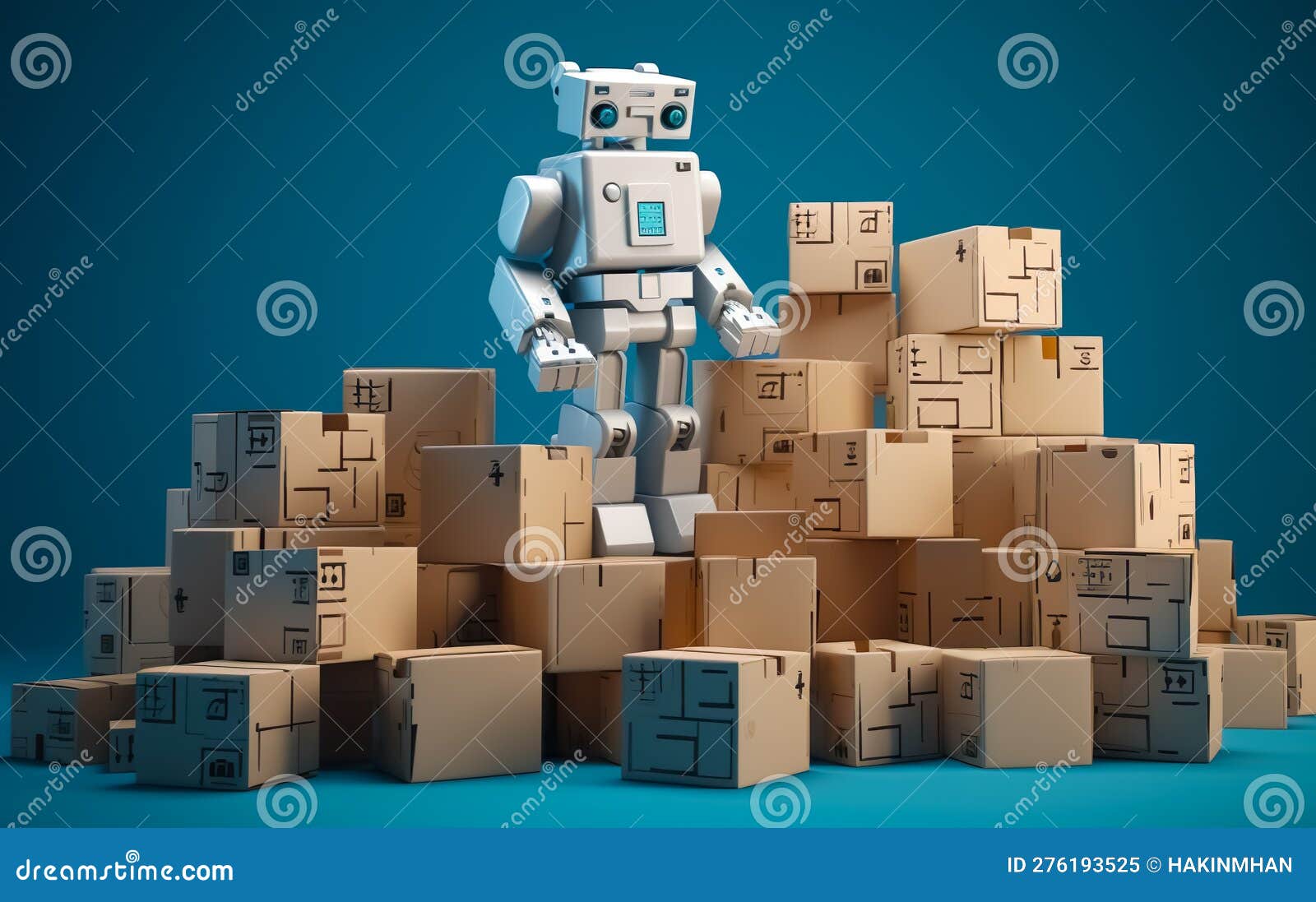Robot Artificial Intelligence with Product or Cardboard Box.order ...