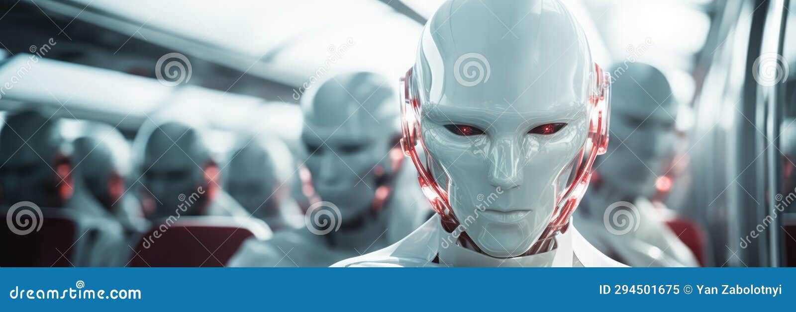 Robot As Human in Airplane stock illustration. Illustration of human ...