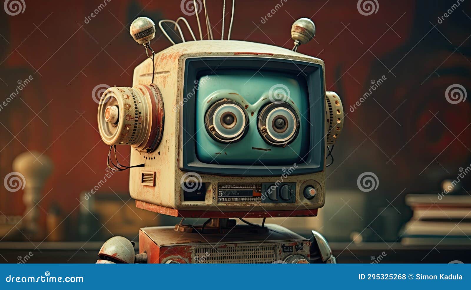 A Robot As a Television Head, Technology Concept Stock Photo - Image of ...