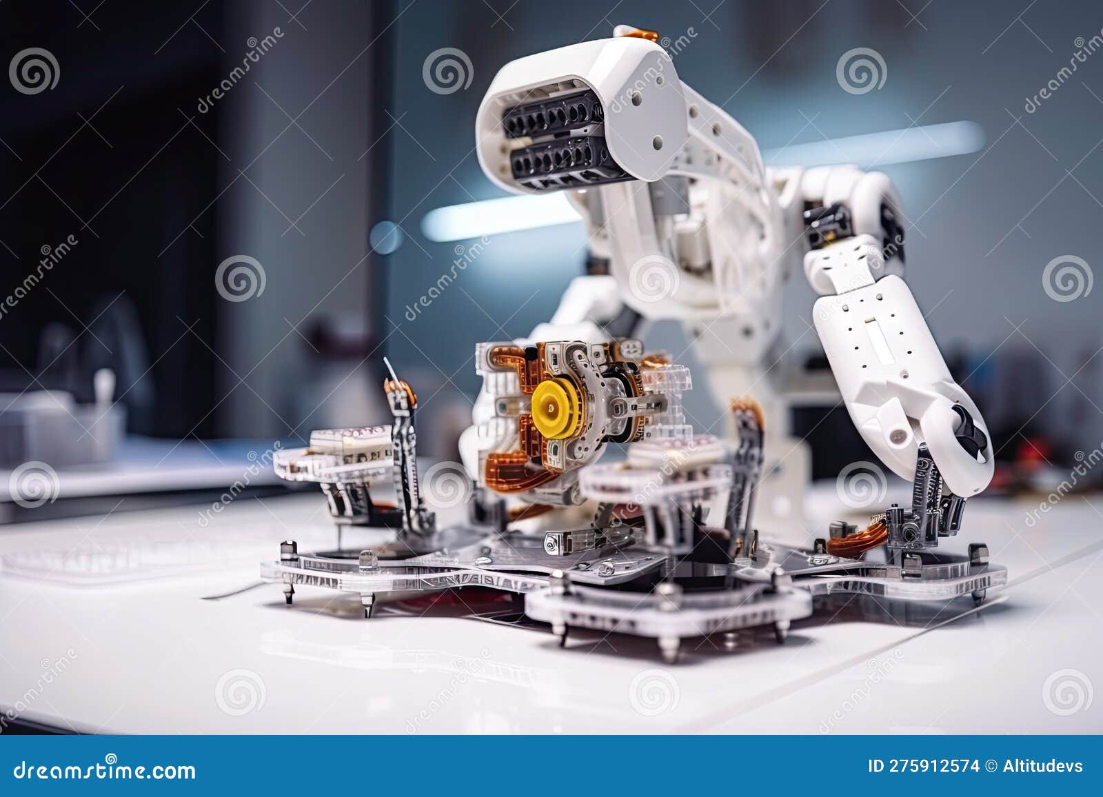Robot, Assembling Intricate Device in Medical Laboratory Stock ...