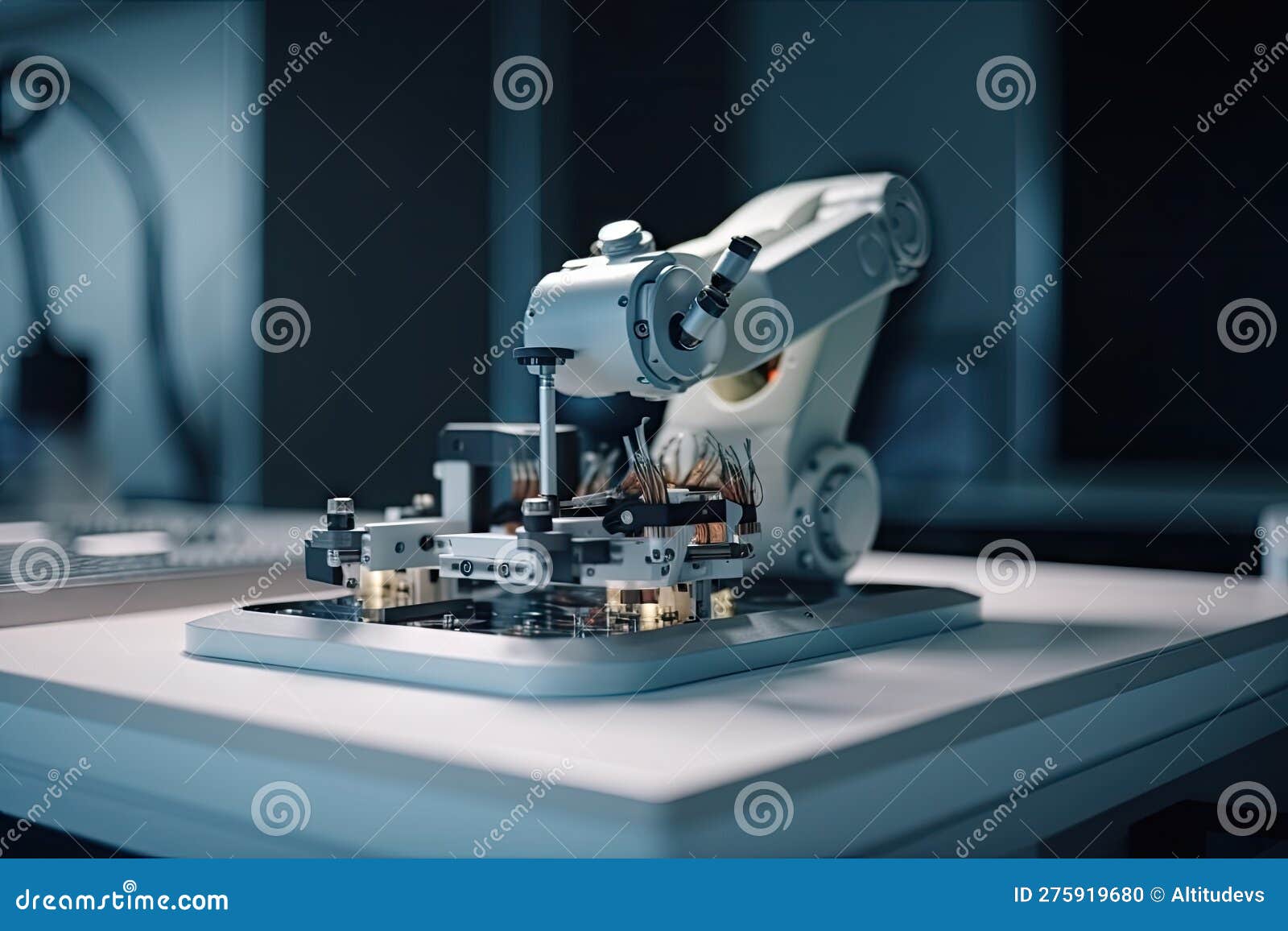 Robot, Assembling Intricate Device in Medical Laboratory Stock ...