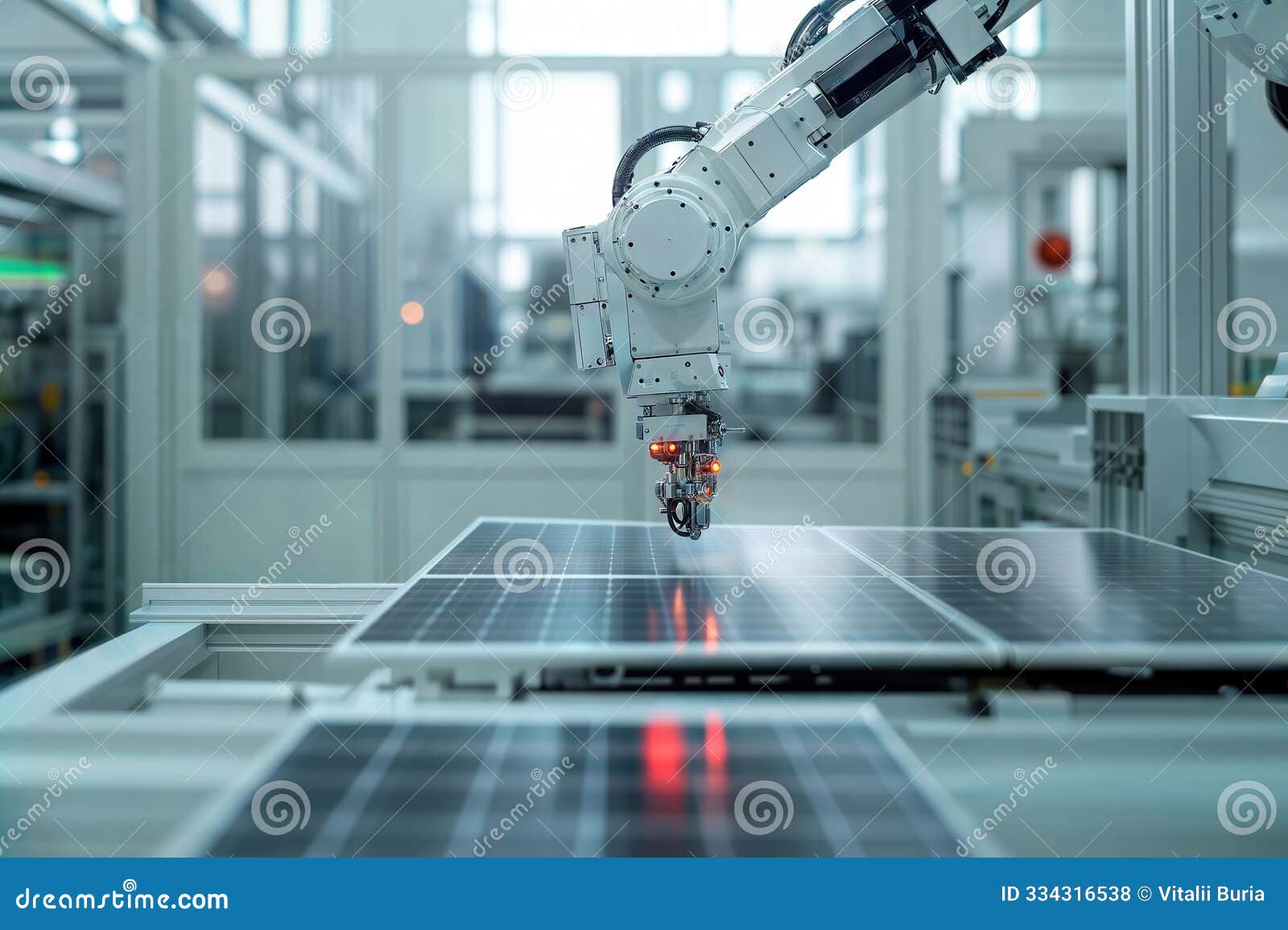 Precision Robotics in Solar Panel Assembly Process, Generative Ai Stock ...