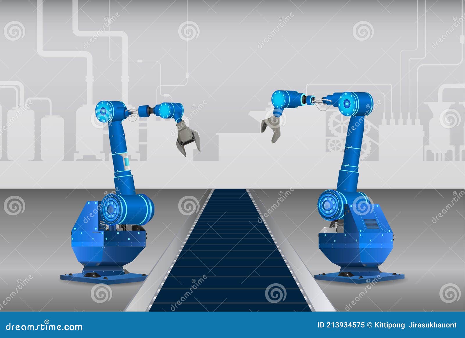 Robot assembly line stock vector. Illustration of automatic - 213934575