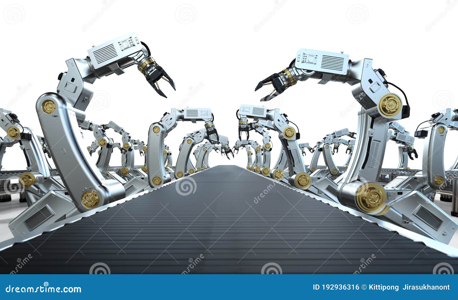 Robot assembly line stock illustration. Illustration of machine - 192936316