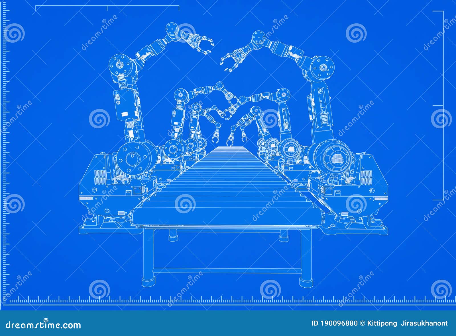 Robot Assembly Line With Electric Car Battery Cells Module On Platform ...