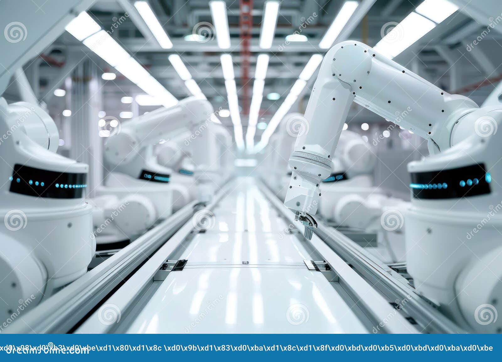 Robot Assembly Line in Car White Modern Factory Stock Illustration ...