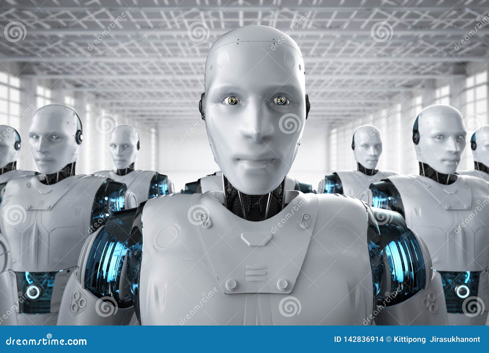 Robot Assembly Line Cartoon Vector | CartoonDealer.com #213934503