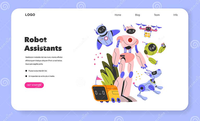 Robot Assistants. Flat Vector Illustration Stock Illustration ...