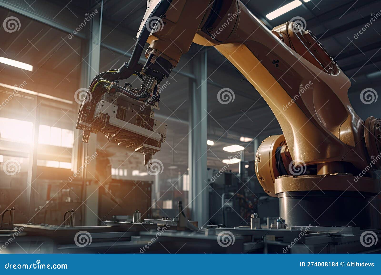 Robot Assisting Human Worker in Assembly Line Stock Illustration ...