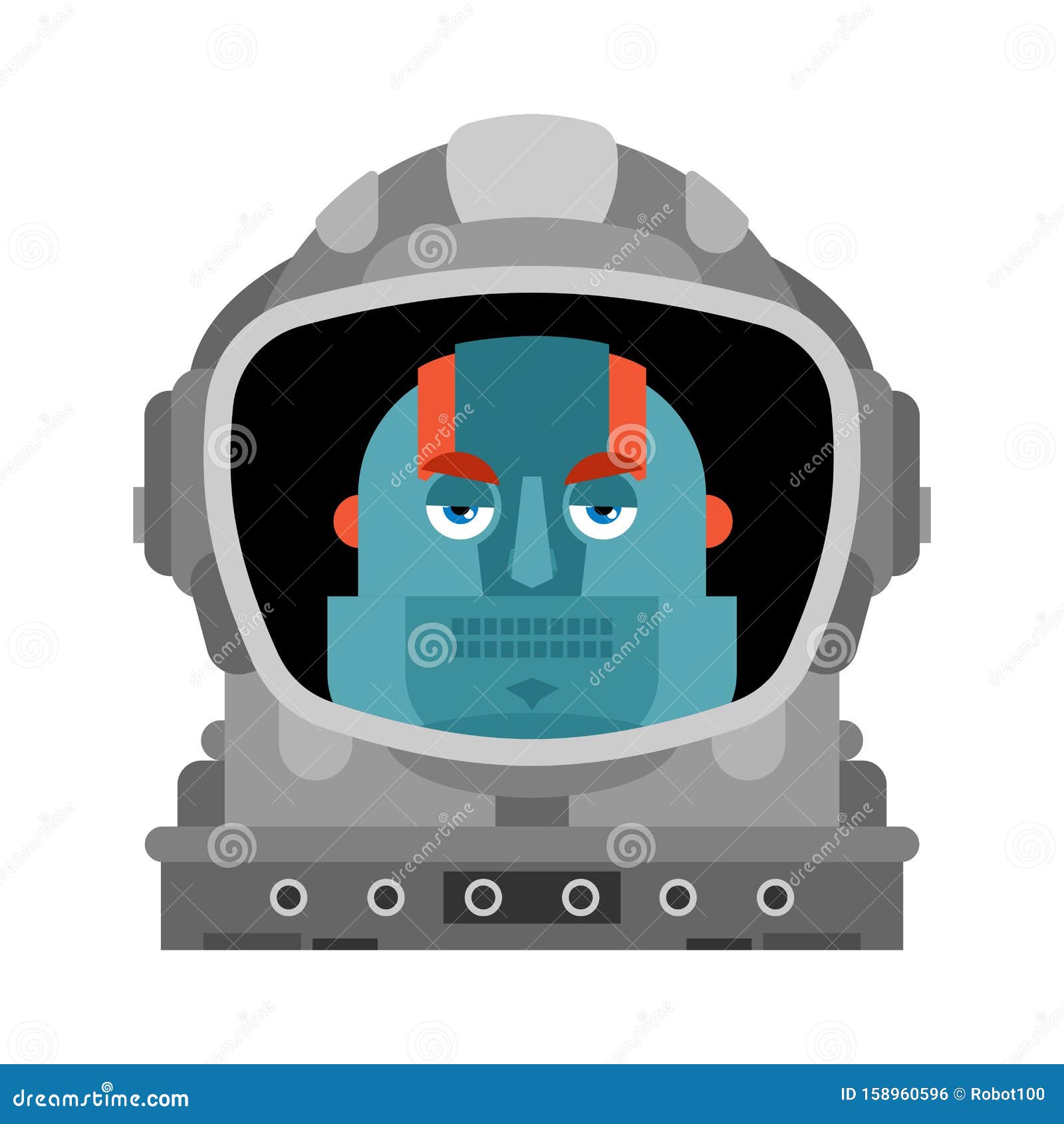 Robot Astronaut Isolated. Cyborg Spaceman Stock Vector - Illustration ...