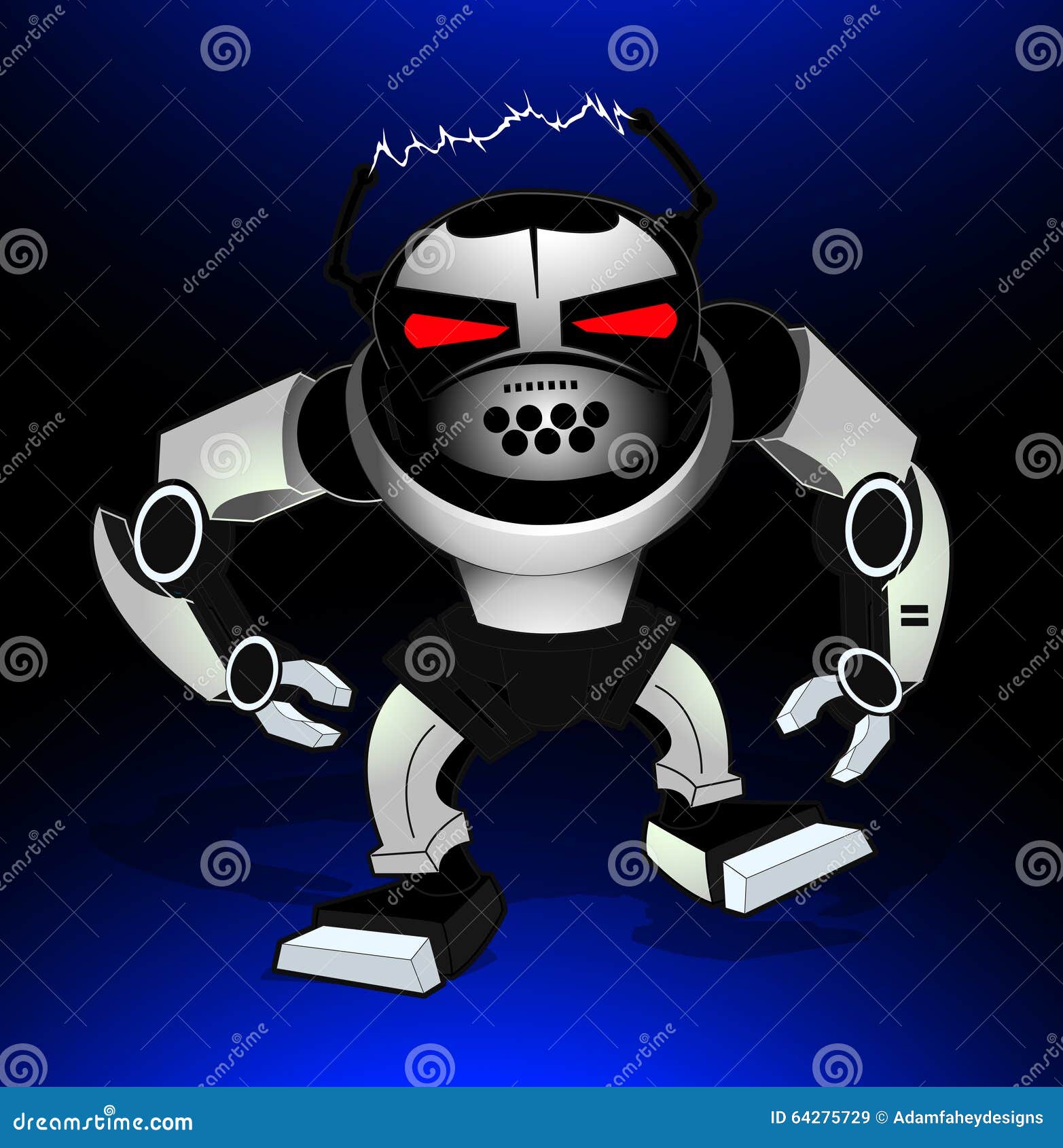 Robot Attack Warrior with Red Eyes Stock Vector - Illustration of ...