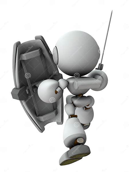 A Robot that Attacks with a Big Sword. Stock Illustration ...