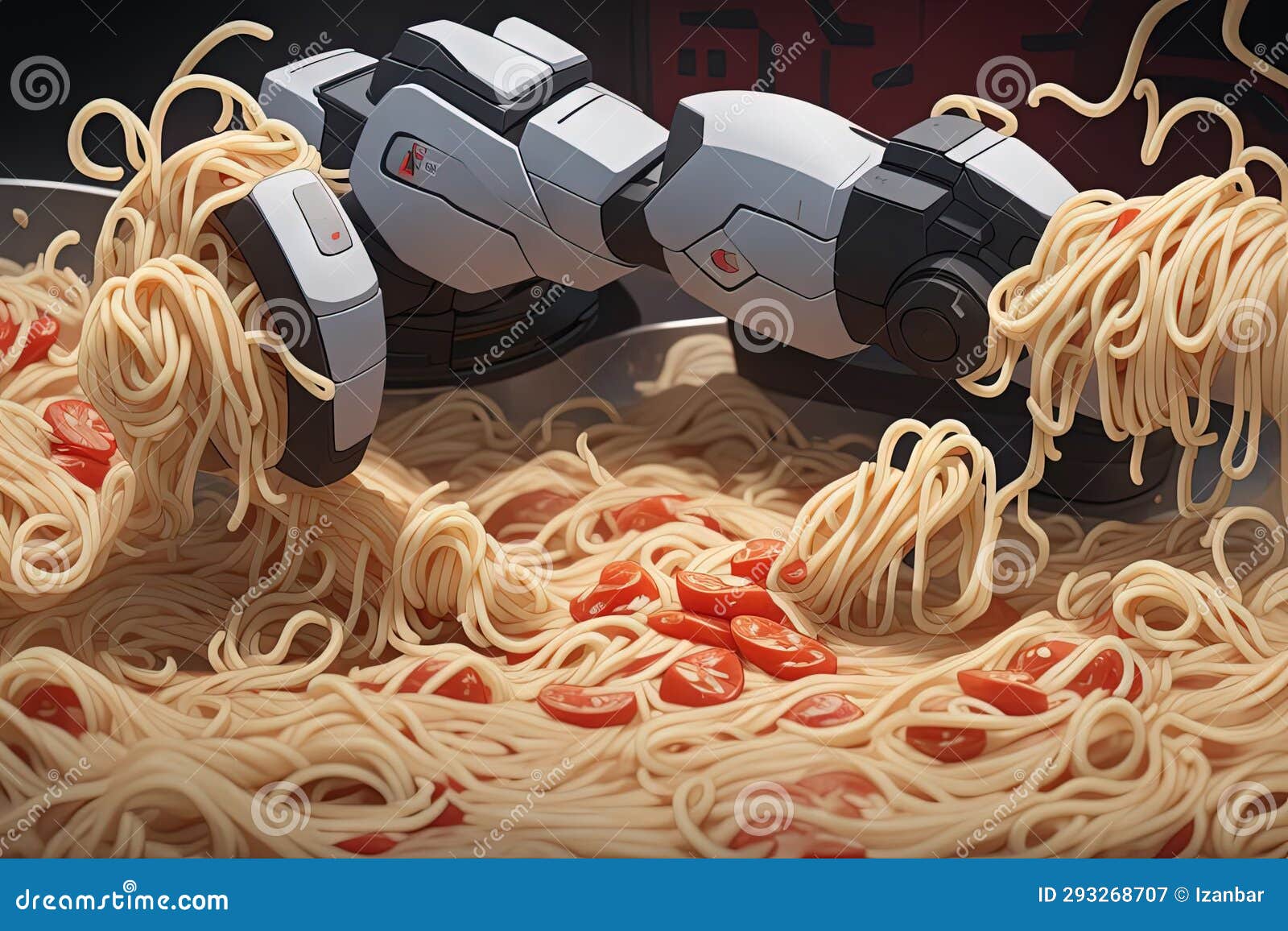 Robot Attempting To Cook Spaghetti but Getting Entangled in a Web of ...
