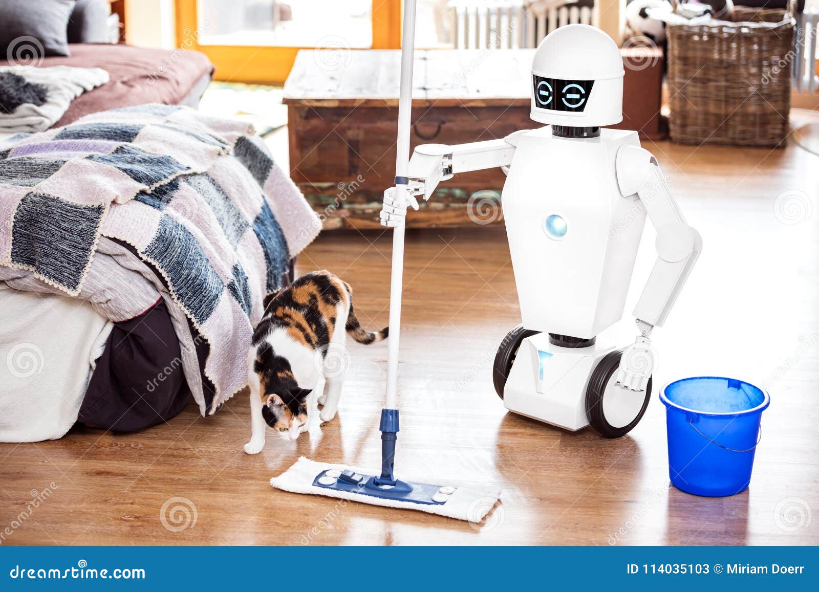 Automatic Floor Scrubber Doing His Work Stock Image - Image of android ...
