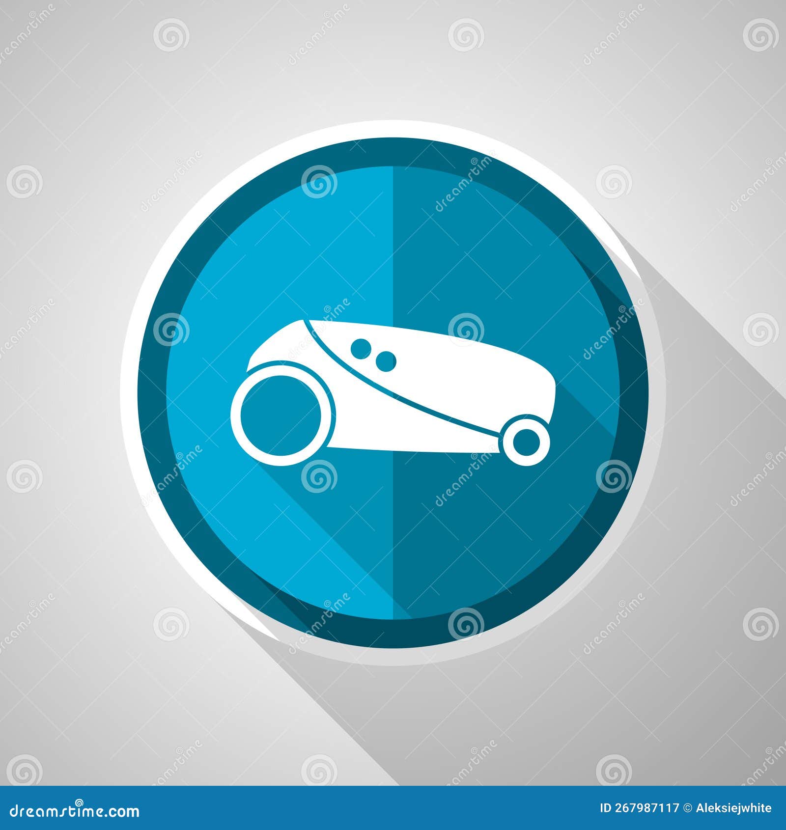 Robot, Automatic Grass Mower Symbol, Flat Design Vector Blue Icon with ...