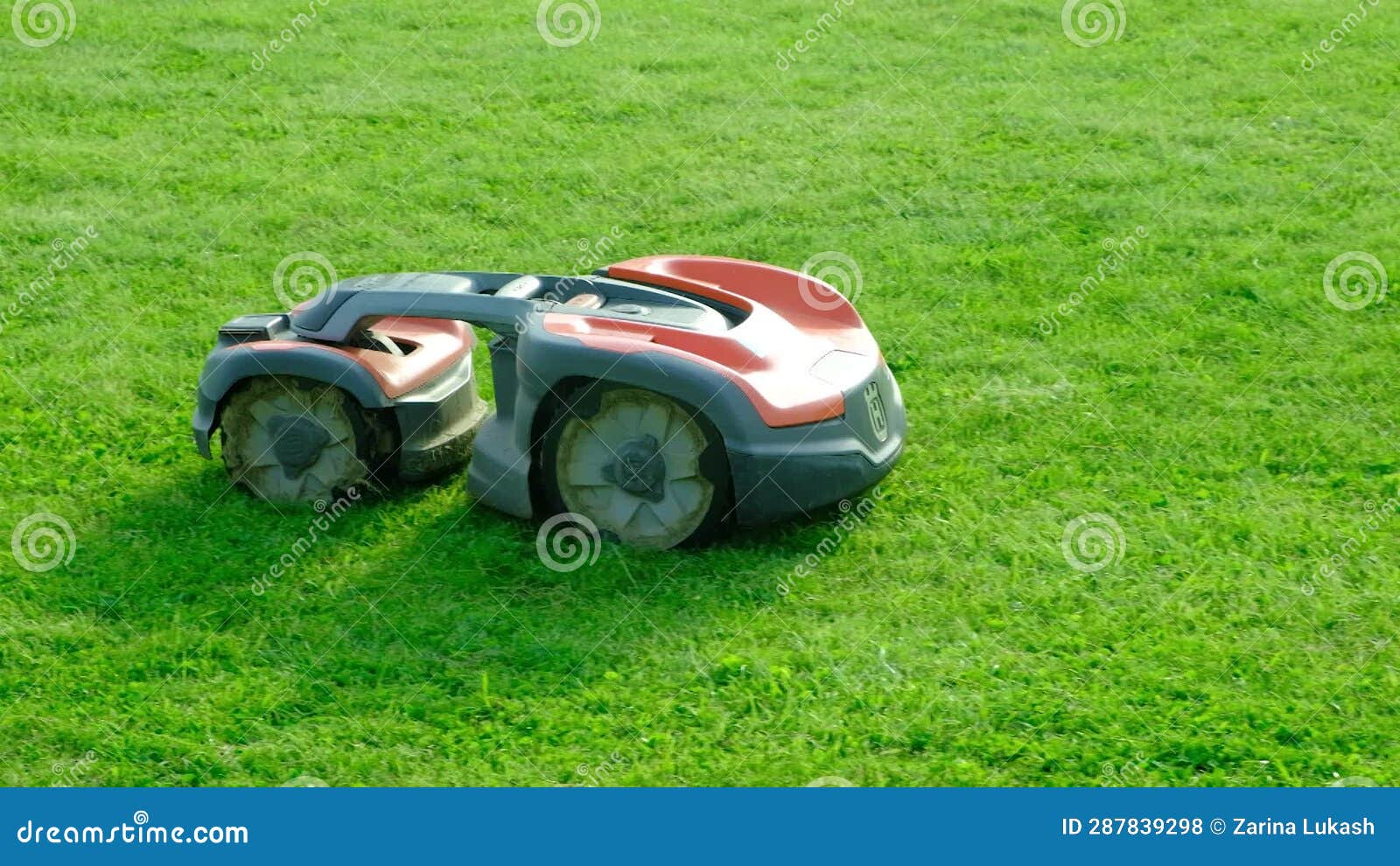 Robot Automatic Lawn Mower Mows the Grass. Stock Footage - Video of ...