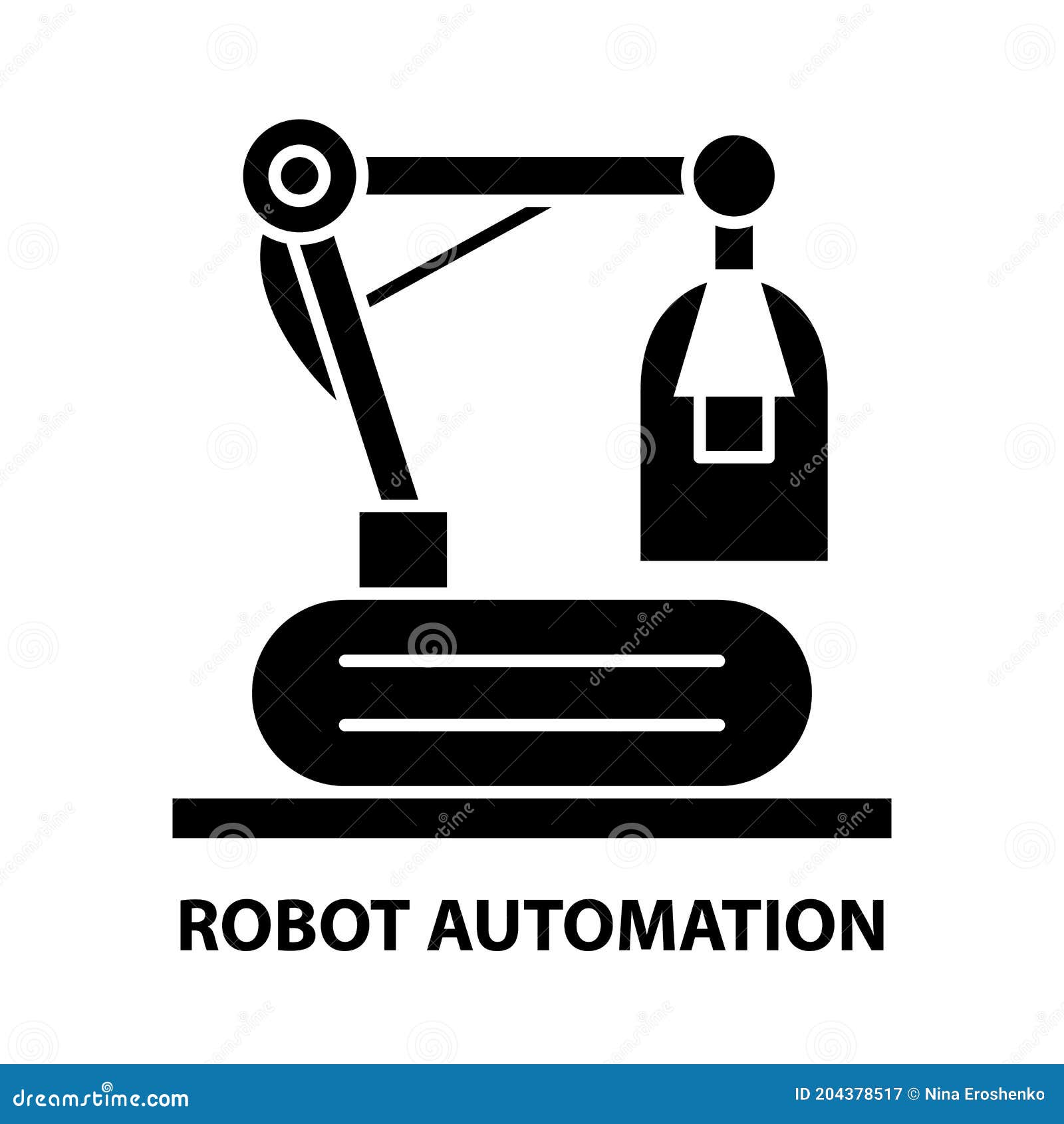 Robot Automation Sign Icon, Black Vector Sign with Editable Strokes ...
