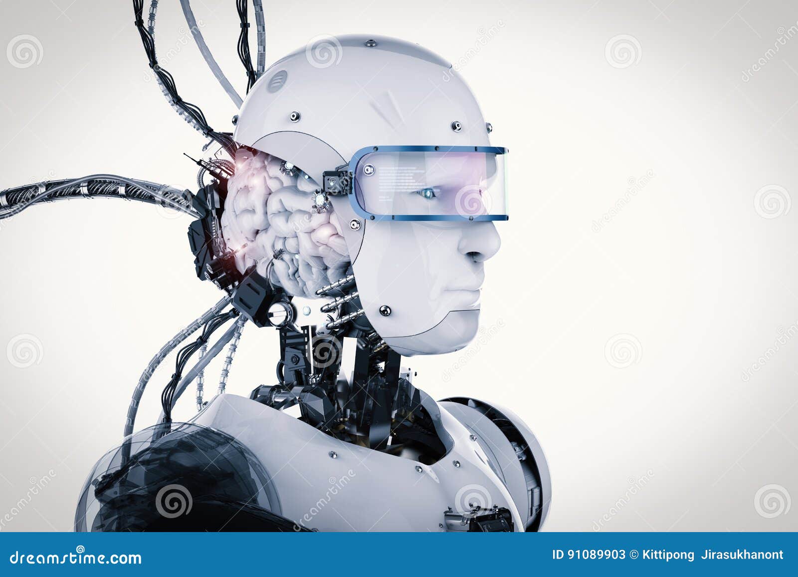 Robot Avec Le Cerveau Et Les Fils Illustration Stock - Illustration du ...