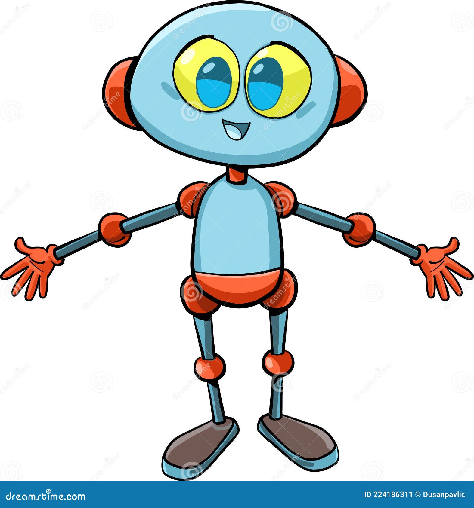 Robot Azul Con Brazos Extendidos Ilustración del Vector - Ilustración ...