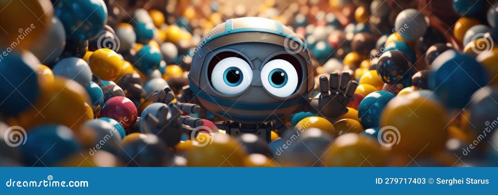 A Robot in a Ball Pit with Lots of Balls. Generative AI Image. Stock ...