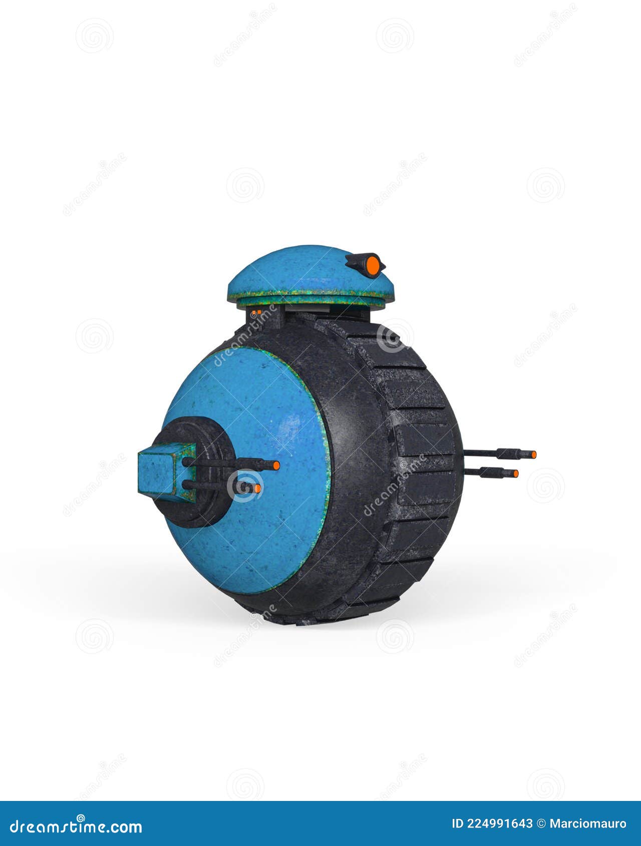 Robot Ball in White Background Isometric Rear View Stock Illustration ...