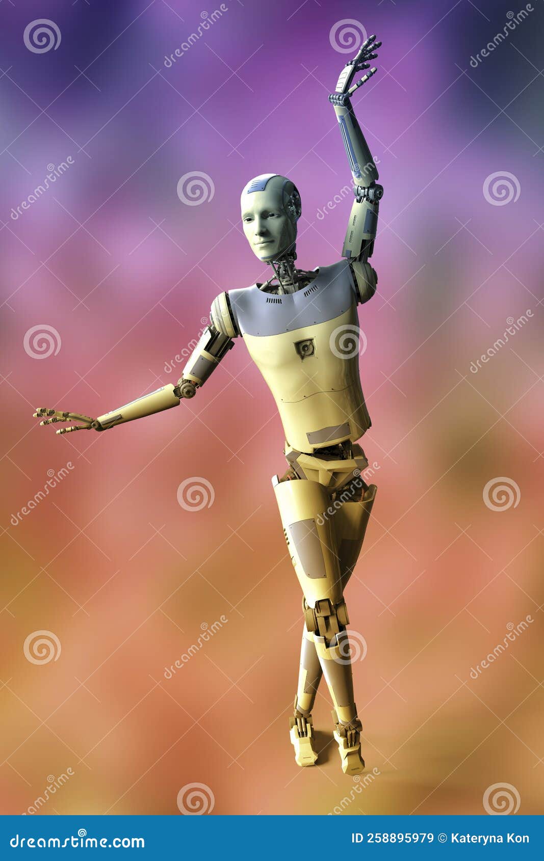 Robot Ballet Dancer, 3D Illustration Stock Illustration - Illustration ...
