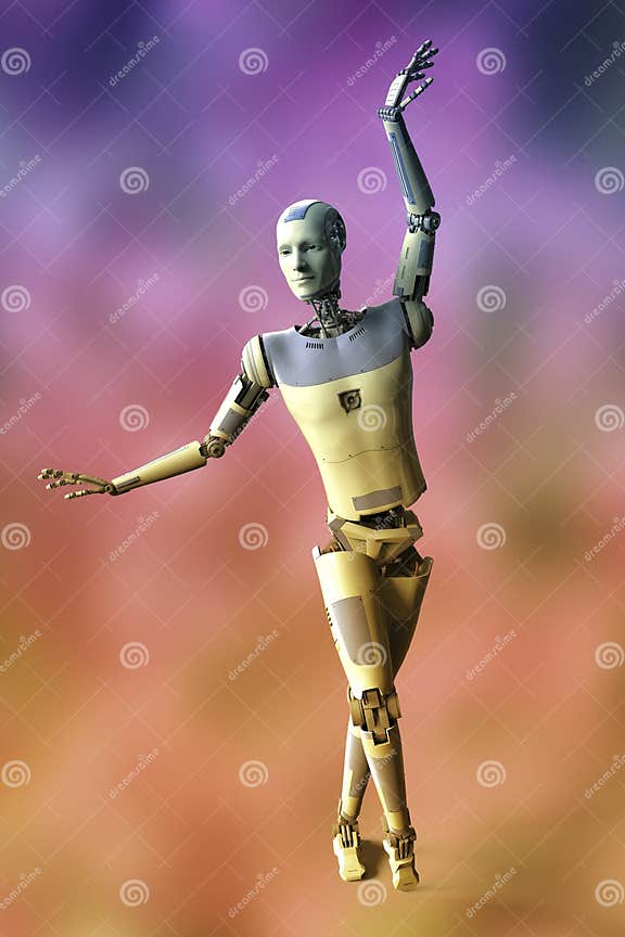 Robot Ballet Dancer, 3D Illustration Stock Illustration - Illustration ...